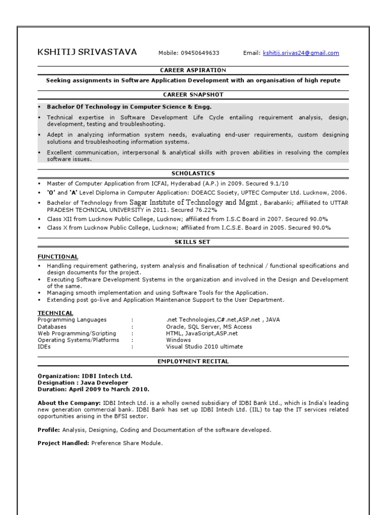 Aspiring Software Developer Seeks New Opportunities: Kshitij Srivastava's Resume and Career ...