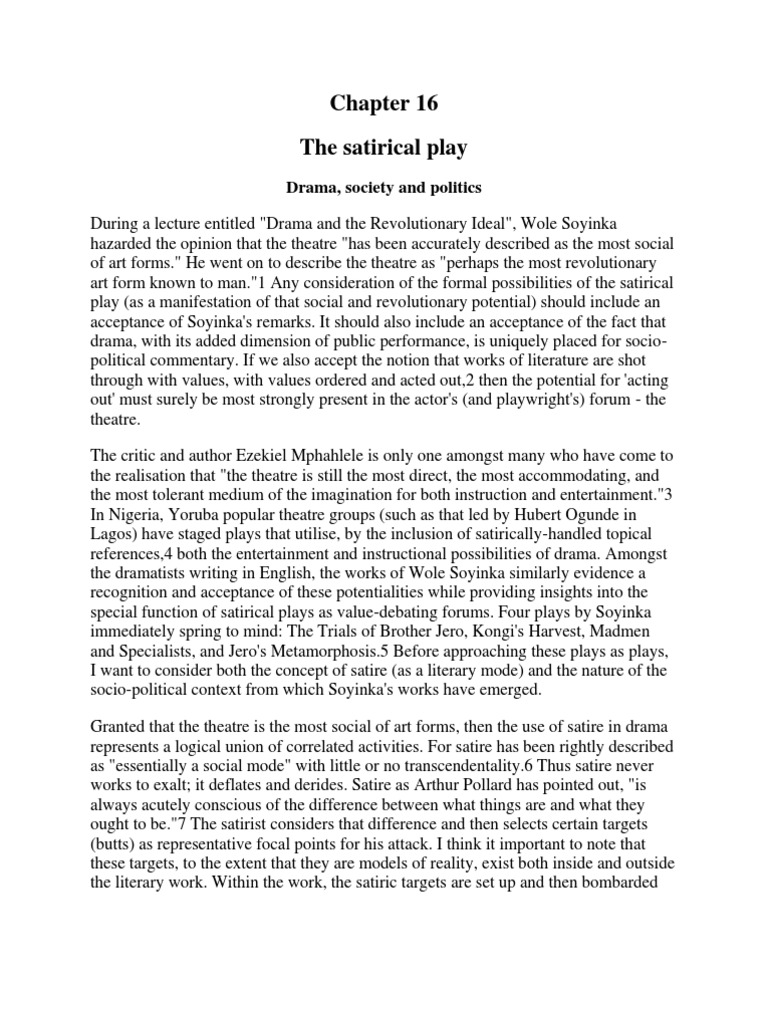 The Satirical Play | PDF | Satire | Nigeria