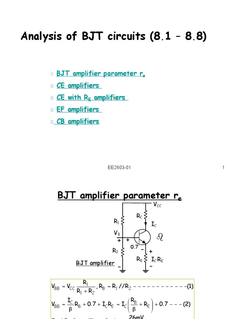 BJT Amplifier Circuit Analysis | PDF | Bipolar Junction Transistor ...