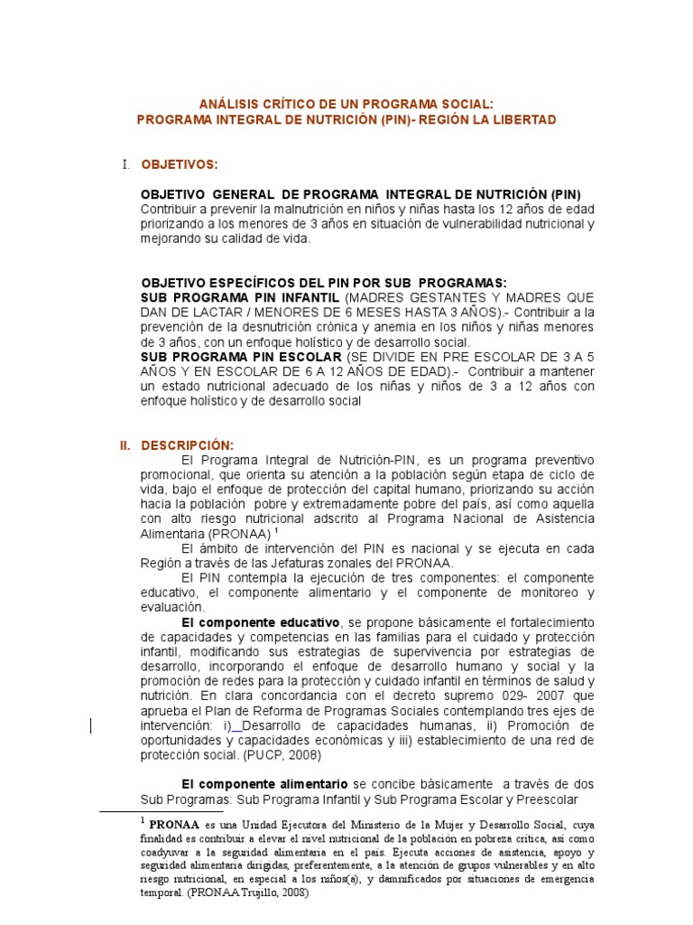 Programa Integral de Nutricion | PDF | Pobreza | Pobreza e indigencia