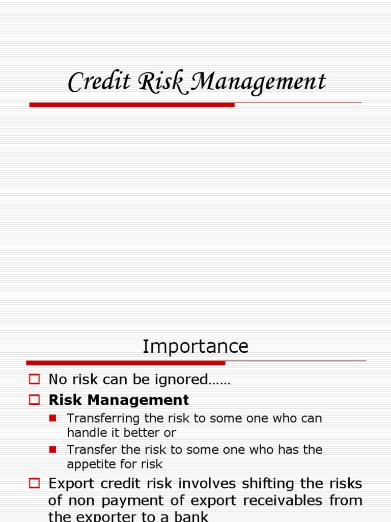 An Overview of Credit Risk Management Tools and Organizations for ...