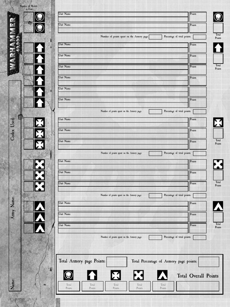 40k Army Roster | Armed Conflict | Leisure