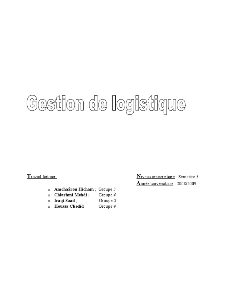Gestion de Logistique | Logistique | Inventaire