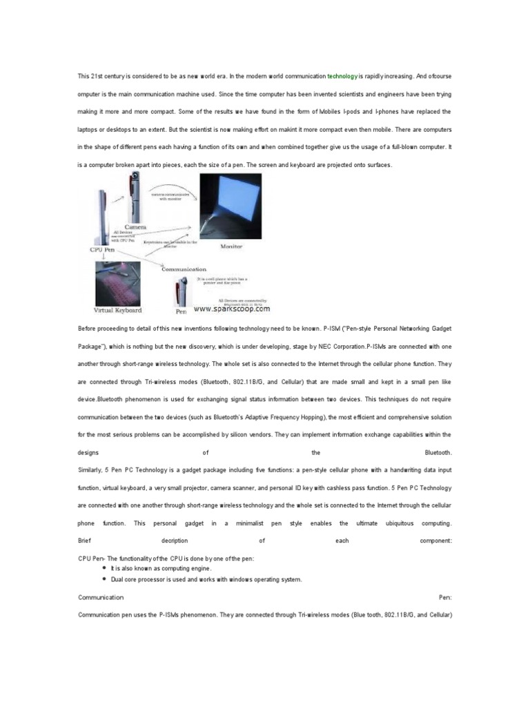 Innovative 5 Pen PC Technology Overview | PDF | Personal Computers ...