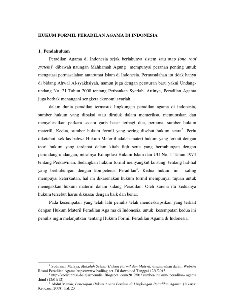 Hukum Formil Peradilan Agama Di Indonesia | PDF