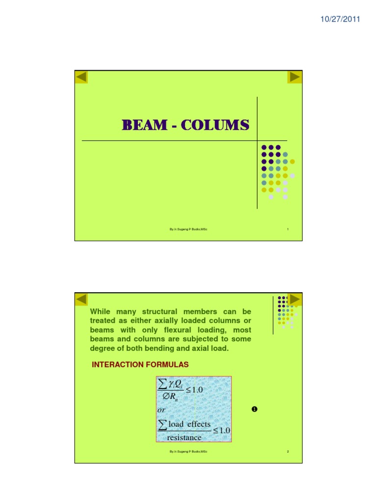 Beam-Column Interaction Formulas Explained | PDF | Bending | Beam ...