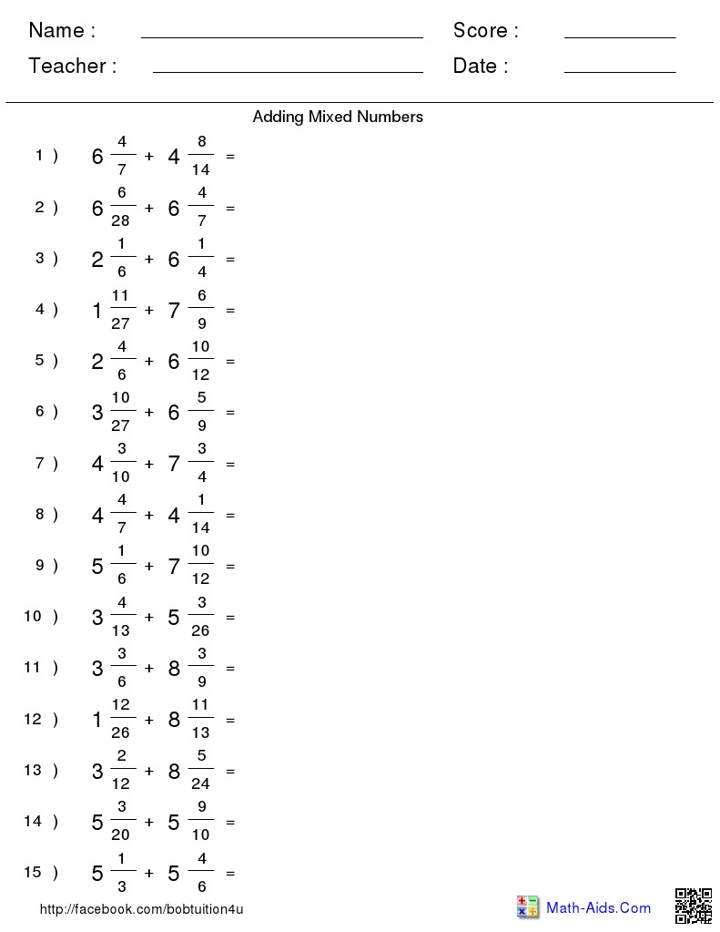 Adding Mixed Numbers3 | PDF