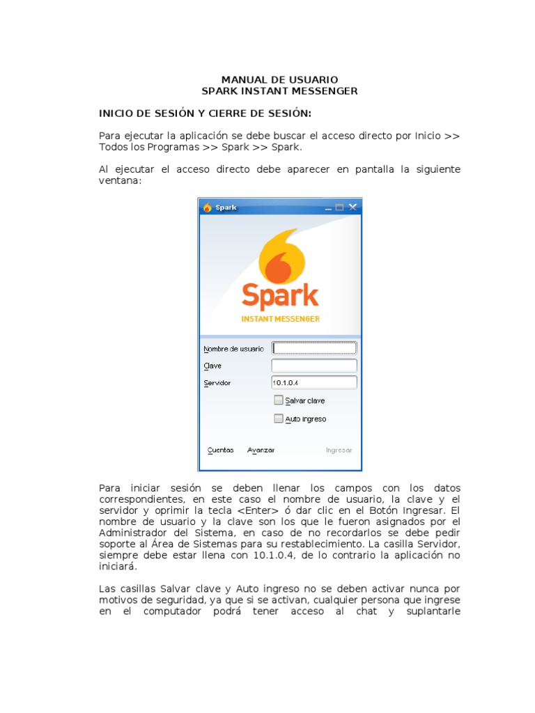 Guía de Uso de Spark Messenger | PDF | Point and Click | Ventana ...