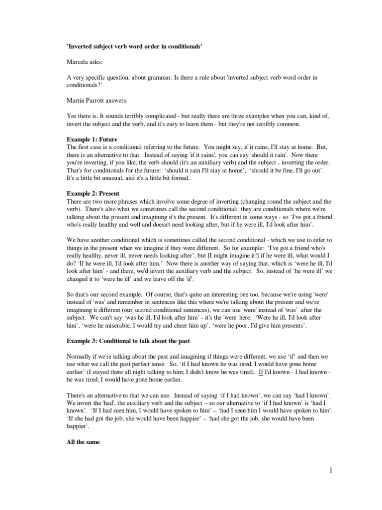 Inverted Conditionals | Download Free PDF | Perfect (Grammar) | Verb