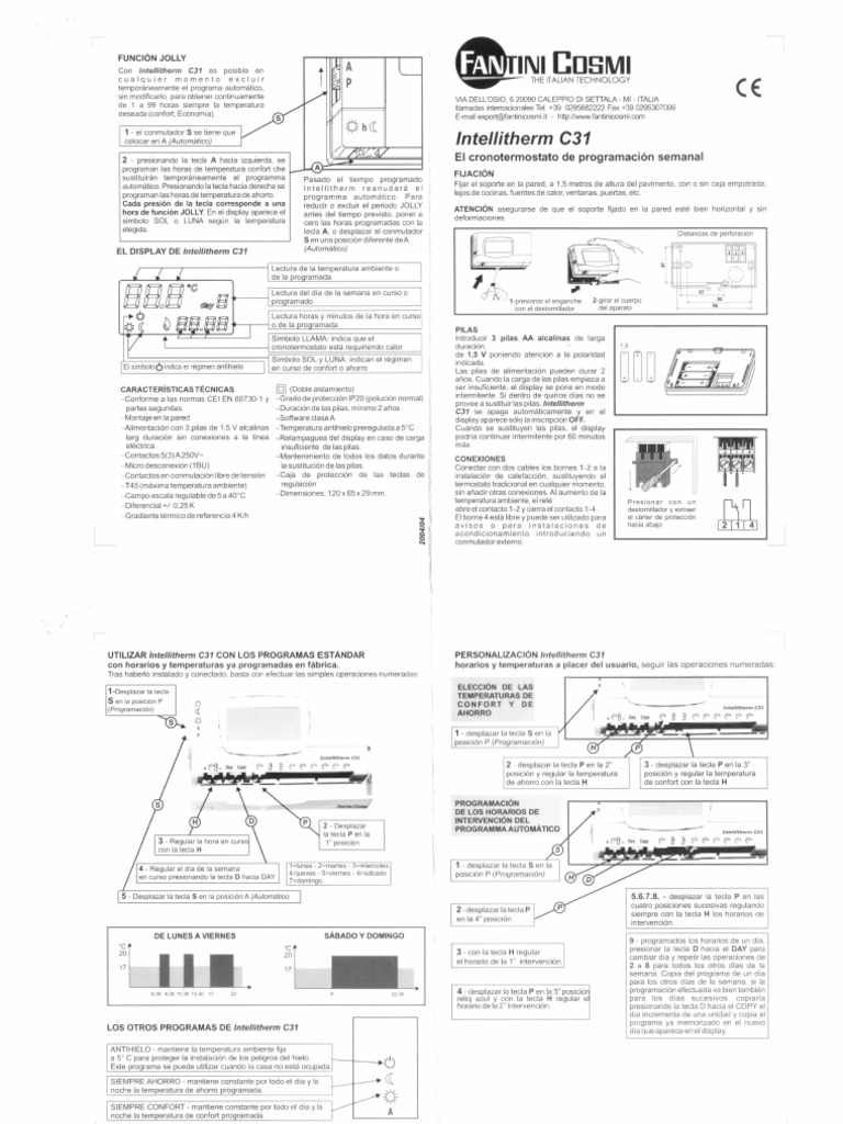 Fantini Cosmi Intellitherm C31 PDF | PDF | Caldera | Energía y recursos