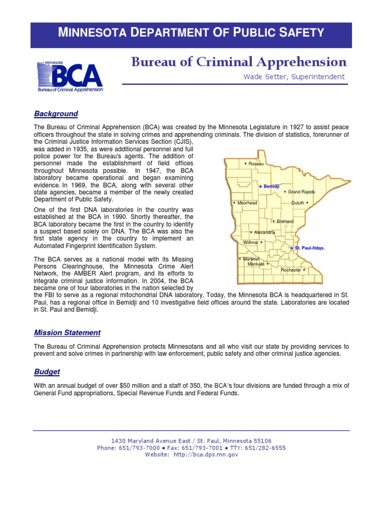 BCA Fact Sheet | PDF | Dna Profiling | Criminal Record