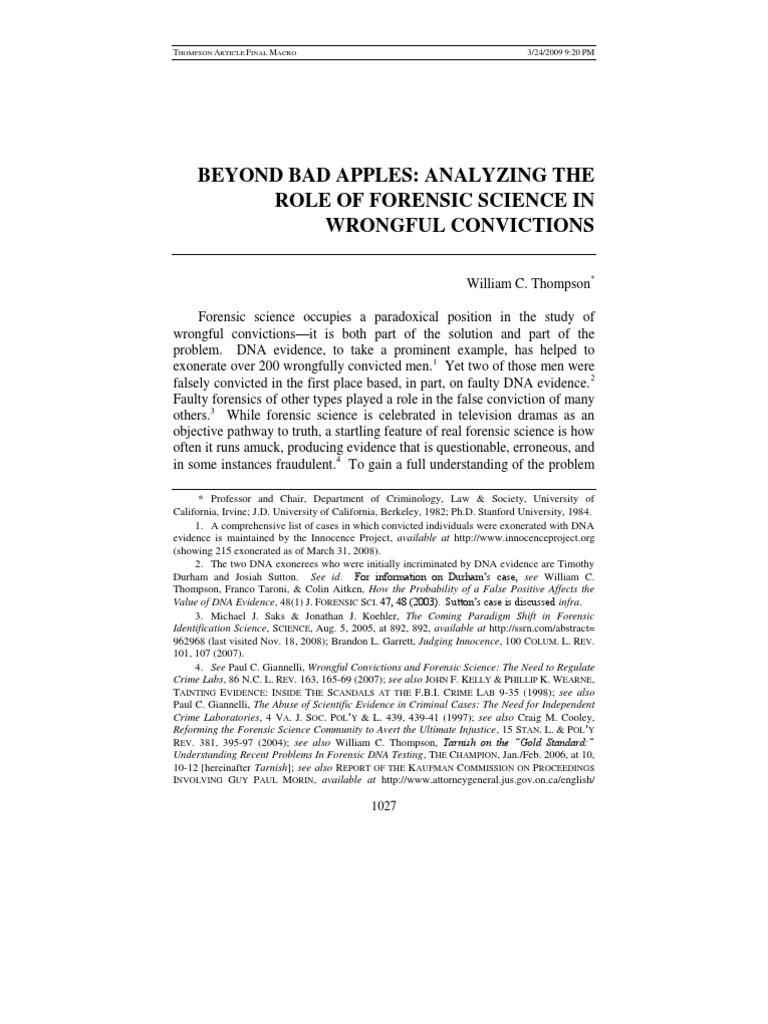 Forensic Science and Wrongful Convictions | PDF | Dna Profiling ...