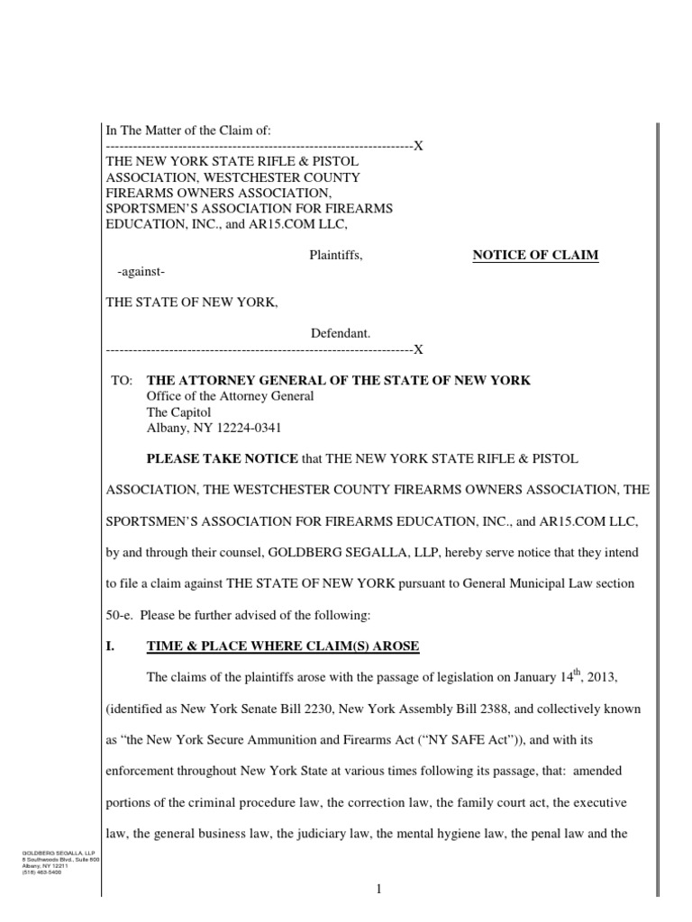 Safe Notice of Claim | PDF | Law