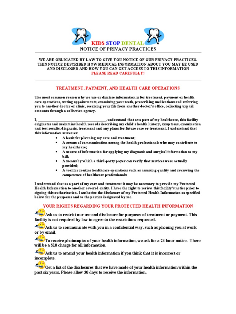 Dental: Notice of Privacy Practices | PDF | Health Informatics | Health ...