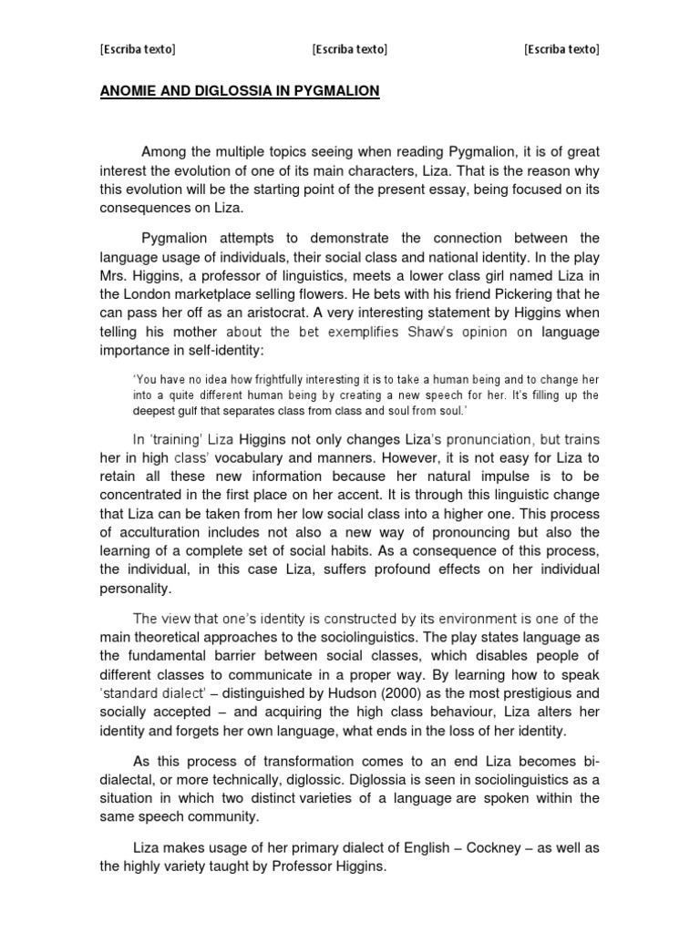 Pygmalion Project | PDF | Pygmalion (Play) | Sociolinguistics