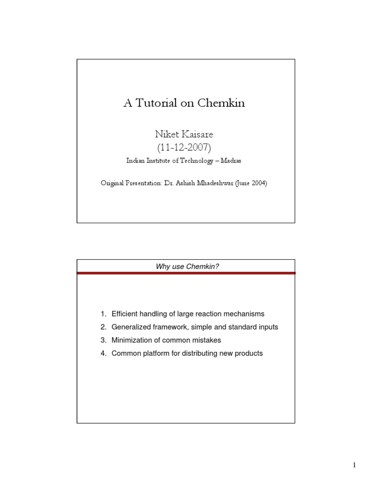 CHEMKIN Tutorial | Download Free PDF | Chemical Reactor | Chemical ...