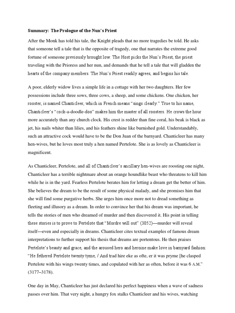 The Nun_s Priest_s Tale.docx | Rooster | Poetry