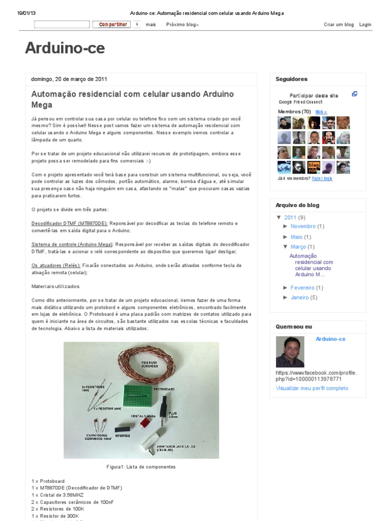 Arduino Ce Automação Residencial Com Celular Usando Arduino Mega
