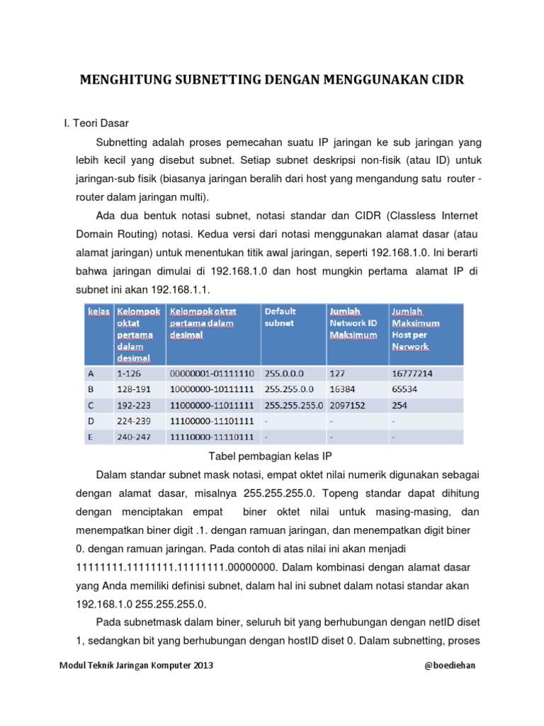 Dasar Menghitung Subneting | PDF | Komputer