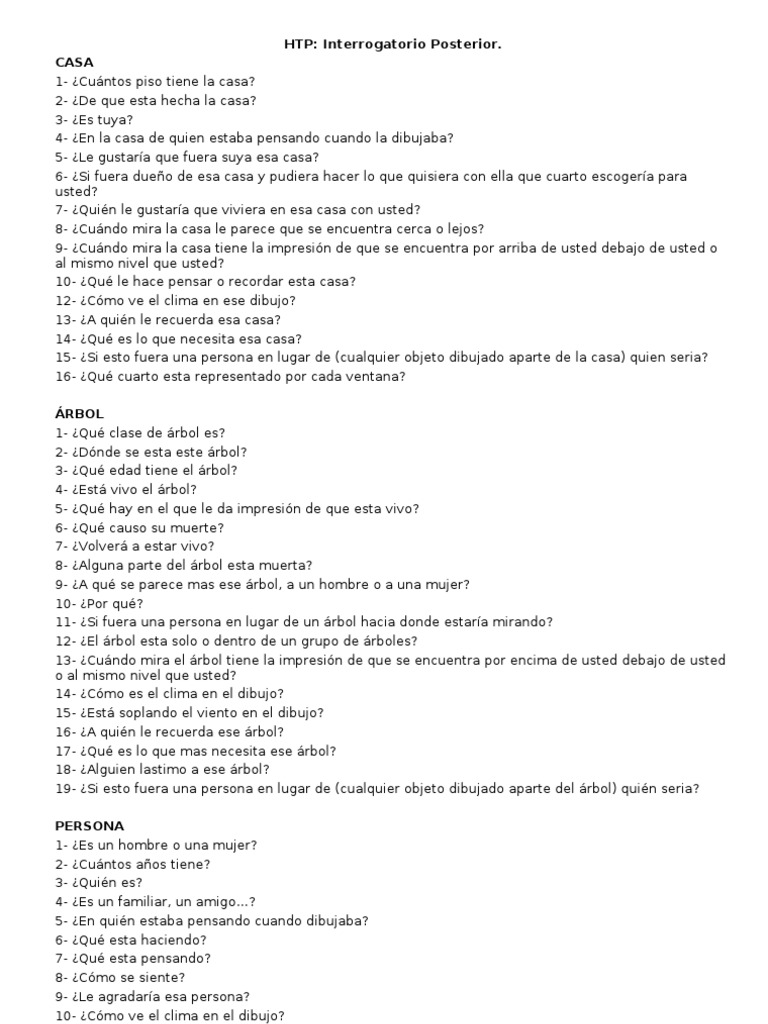HTP Interrogatorio Posterior | PDF