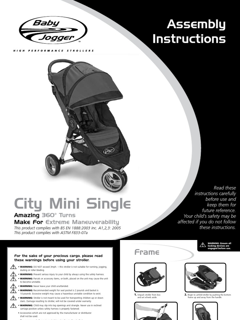 Baby Jogger City Mini Stroller Assembly | PDF | Axle | Wheeled Vehicles