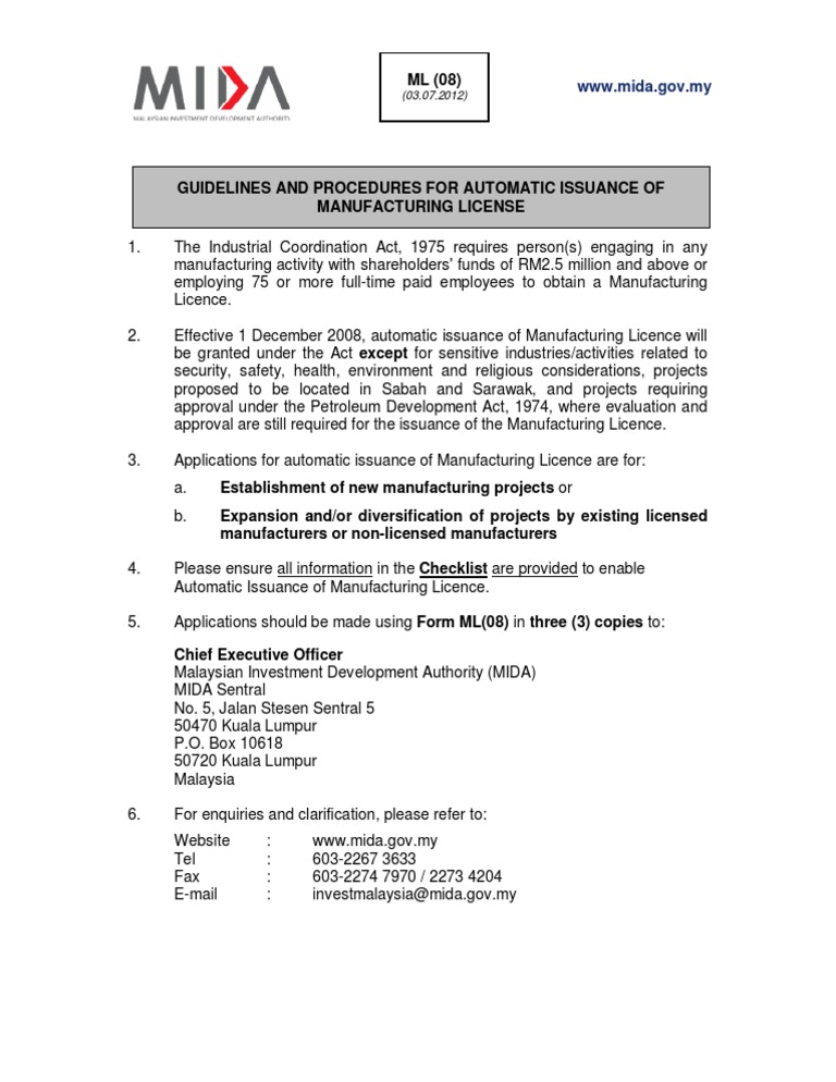 Guidelines by MIDA | PDF