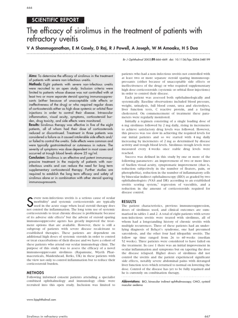 The Efficacy of Sirolimus in The Treatment of Patients With Refractory ...