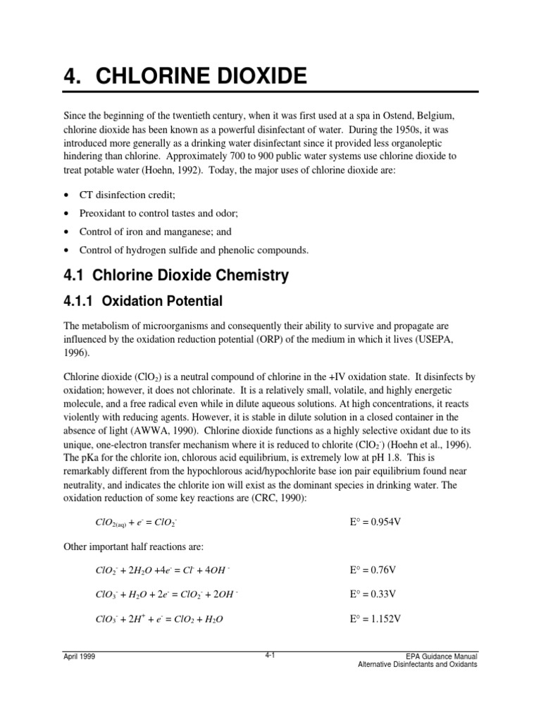 Chapt - 4 CHLORINE DIOXIDE PDF | PDF | Chlorine | Disinfectant
