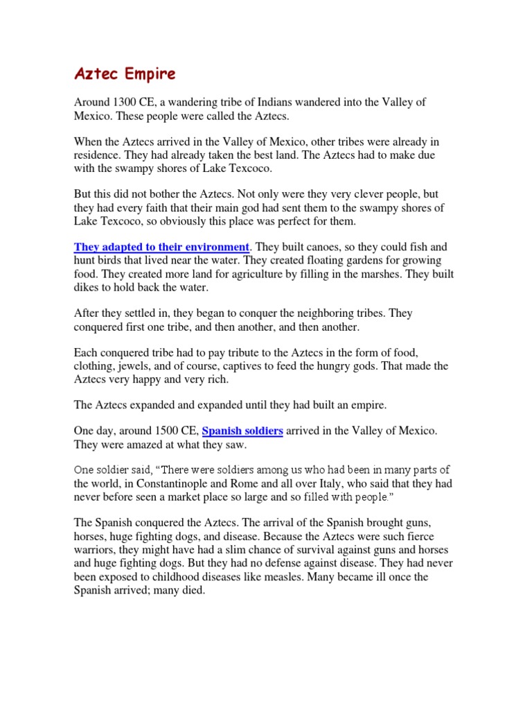 Aztec Empire: They Adapted To Their Environment | PDF | Aztec | Hernán ...