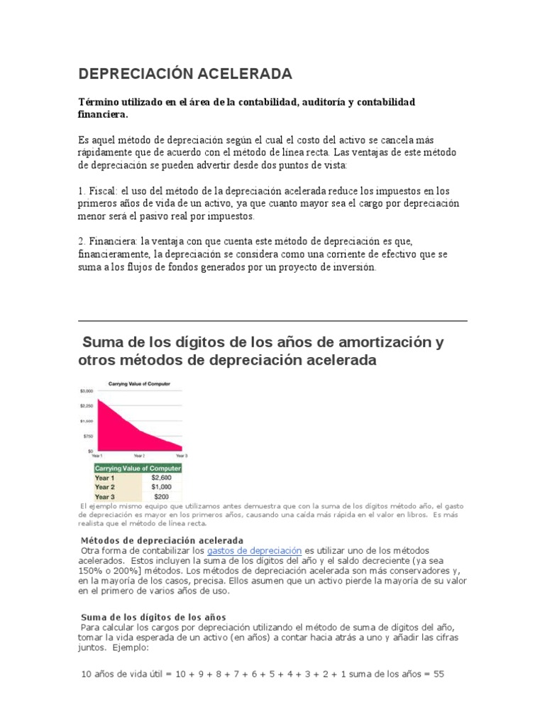 Depreciación Acelerada | PDF | Depreciación | Amortización (Negocio) Depreciación Acelerada | PDF | Depreciación | Amortización (Negocio)