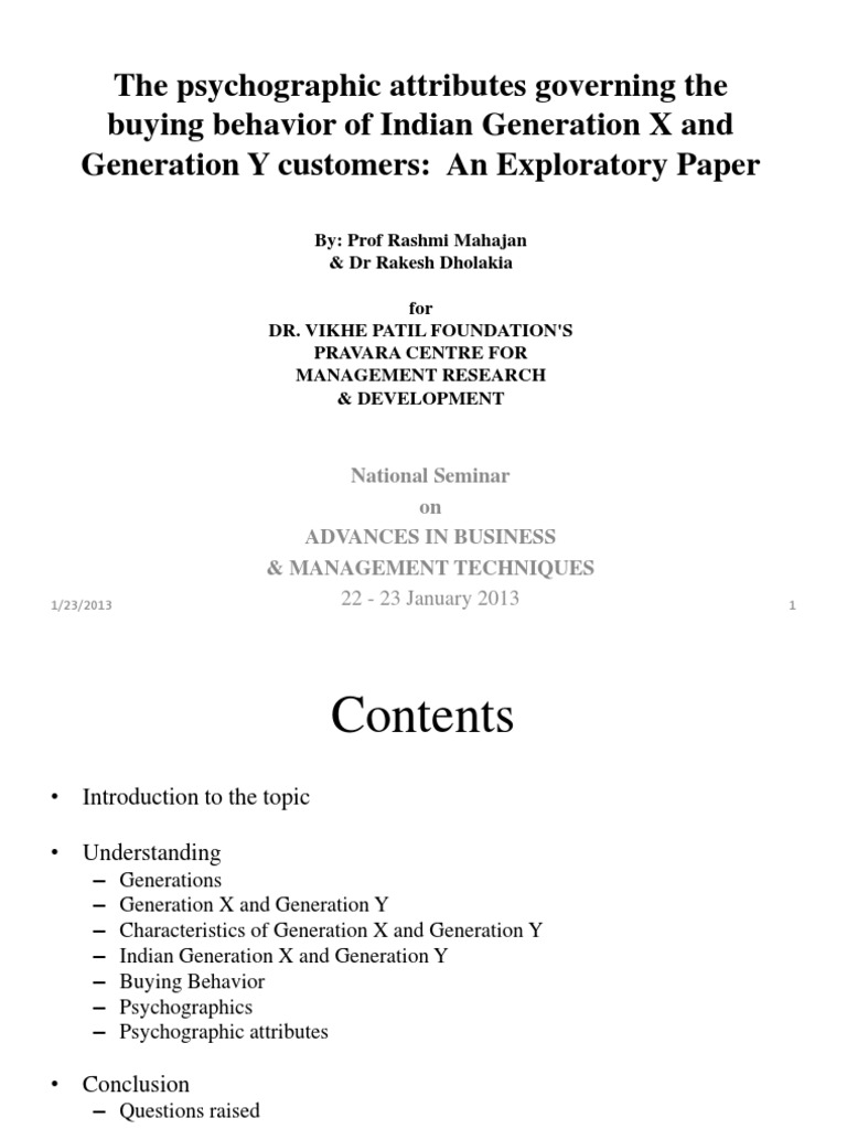 Gen X and Gen Y Psychography | PDF | Millennials | Market Segmentation