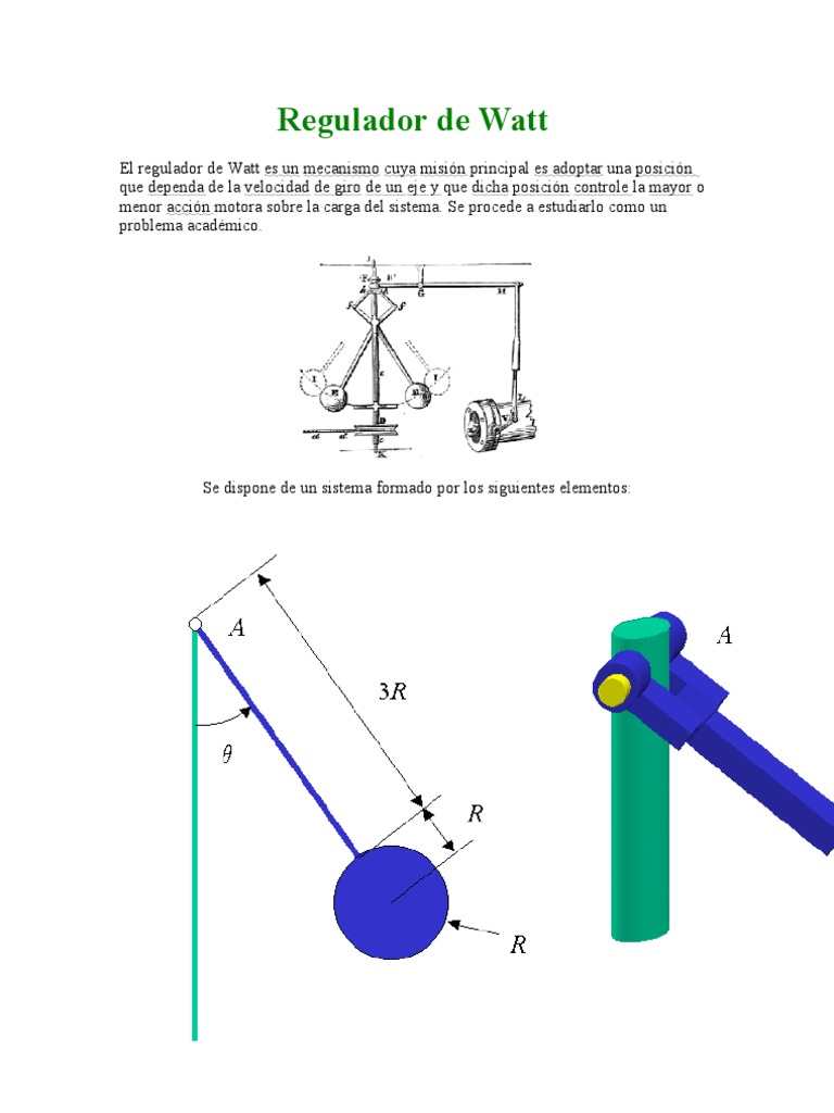 Regulador de Watt | PDF | Eje | Esfera