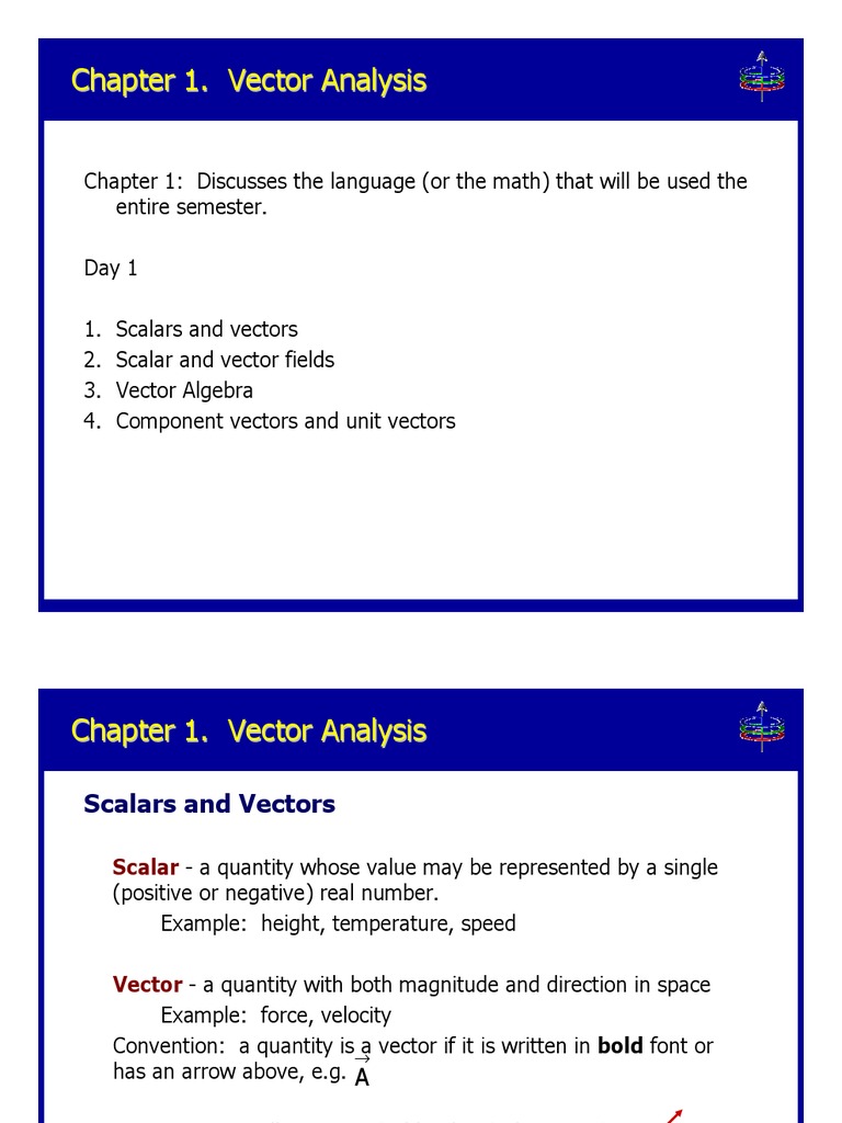 Chapter 1 Vector Analysis Pdf Euclidean Vector Cartesian Coordinate System