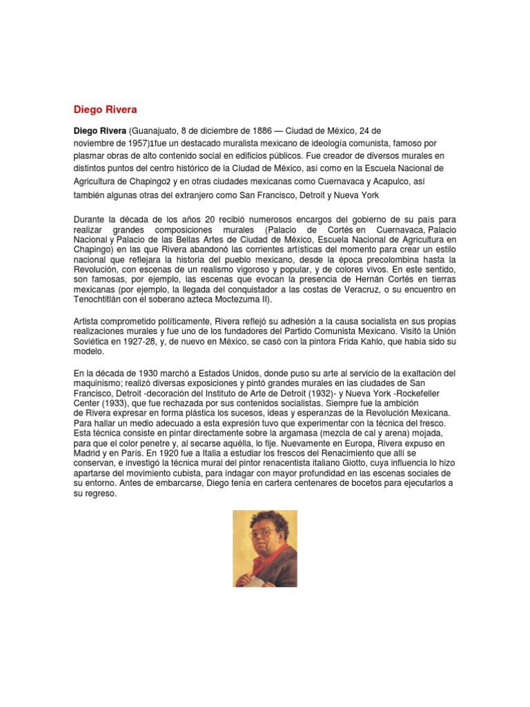Biografía de Diego Rivera y sus Murales | PDF | México | Pinturas