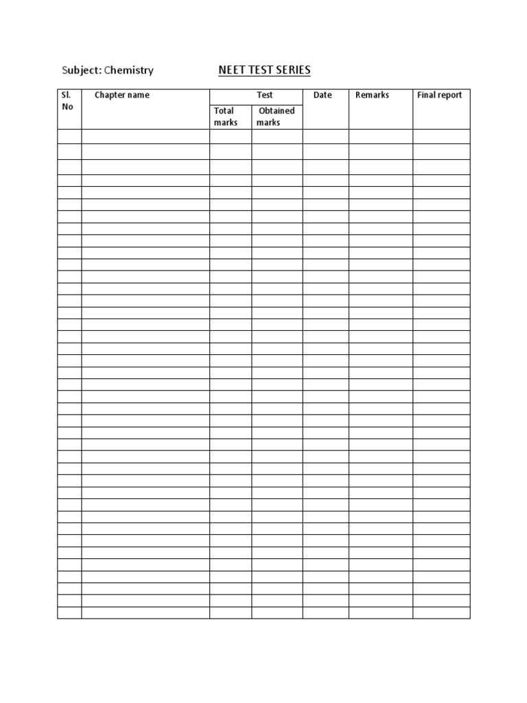 Subject: Chemistry: Neet Test Series | PDF
