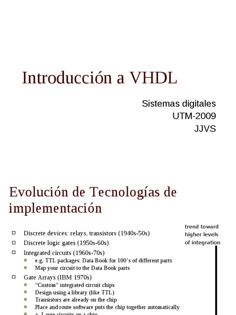 Introducción A VHDL: Sistemas Digitales UTM-2009 Jjvs | PDF ...