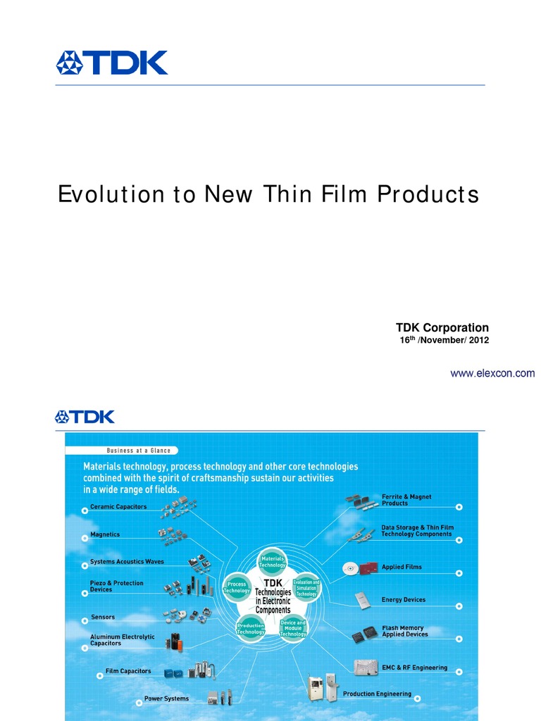 Evolution To New Thin Film Products: TDK Corporation | PDF | Capacitor ...