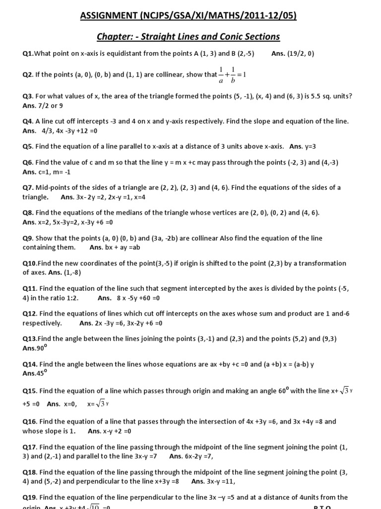 Chapter: - Straight Lines and Conic Sections | PDF | Ellipse | Line ...