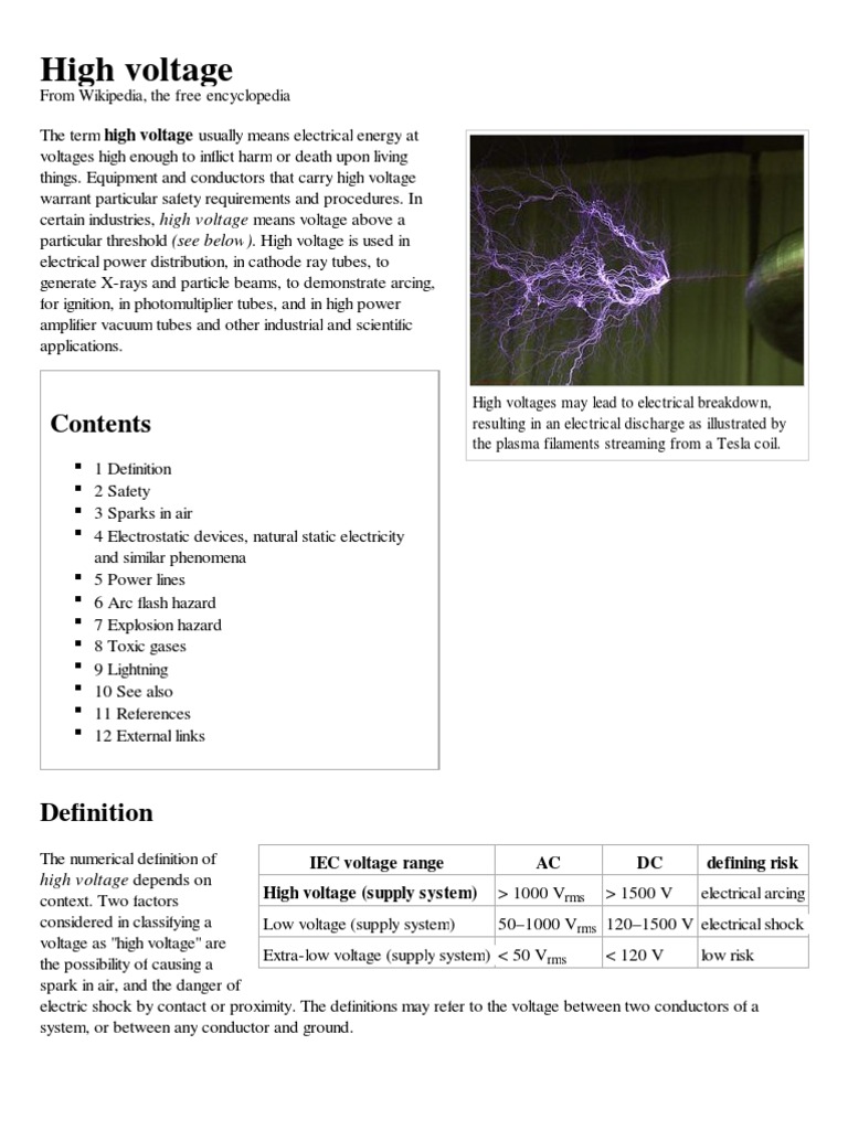 High Voltage: From Wikipedia, The Free Encyclopedia | PDF | High ...