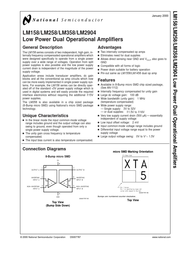 LM158/LM258/LM358/LM2904 Low Power Dual Operational Amplifiers | PDF ...