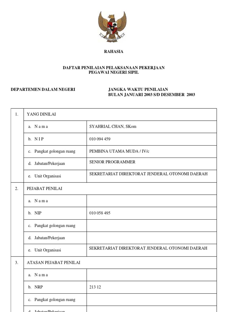 Penilaian PNS 2003: Syahrial Chan | PDF | Teknologi & Rekayasa