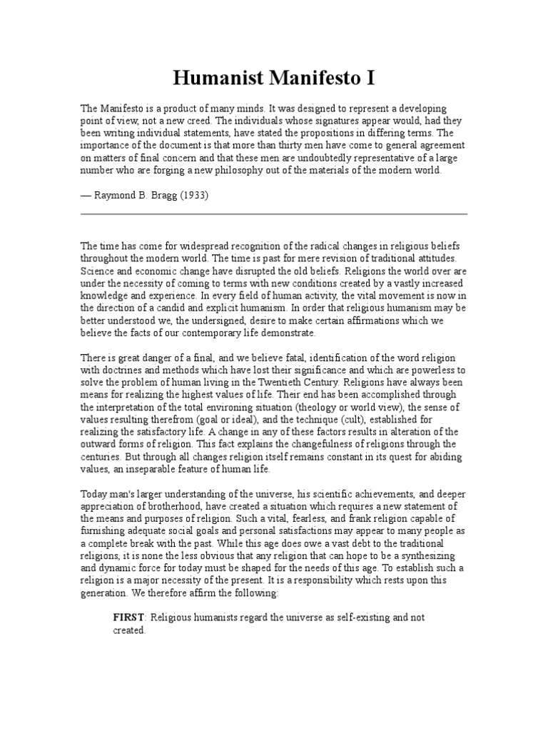 Humanist Manifesto | PDF | Humanism | Human