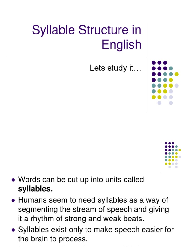 Syllable Structure in English: Lets Study It | PDF | Syllable | Oral ...