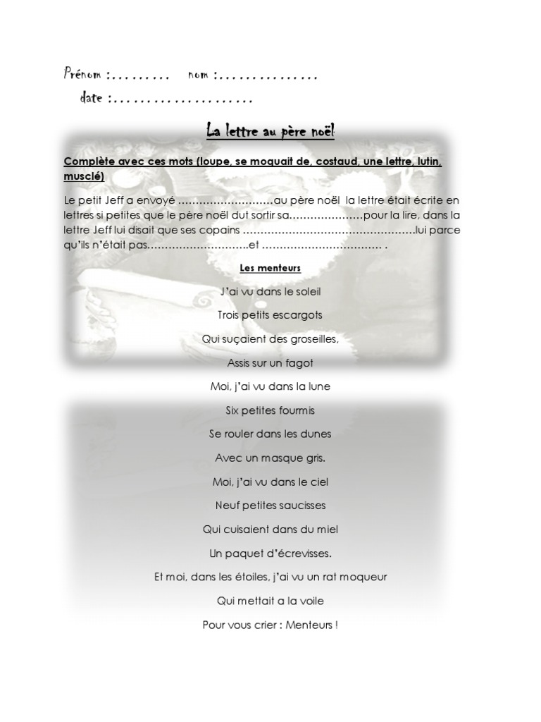 Modèle de lettre au père Noël | PDF | Arts du langage et discipline