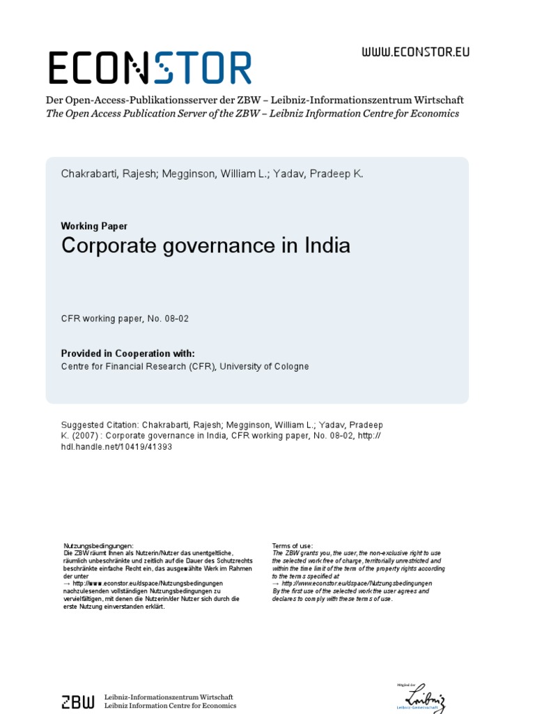 Corporate Governance | PDF | Political Corruption | Stocks