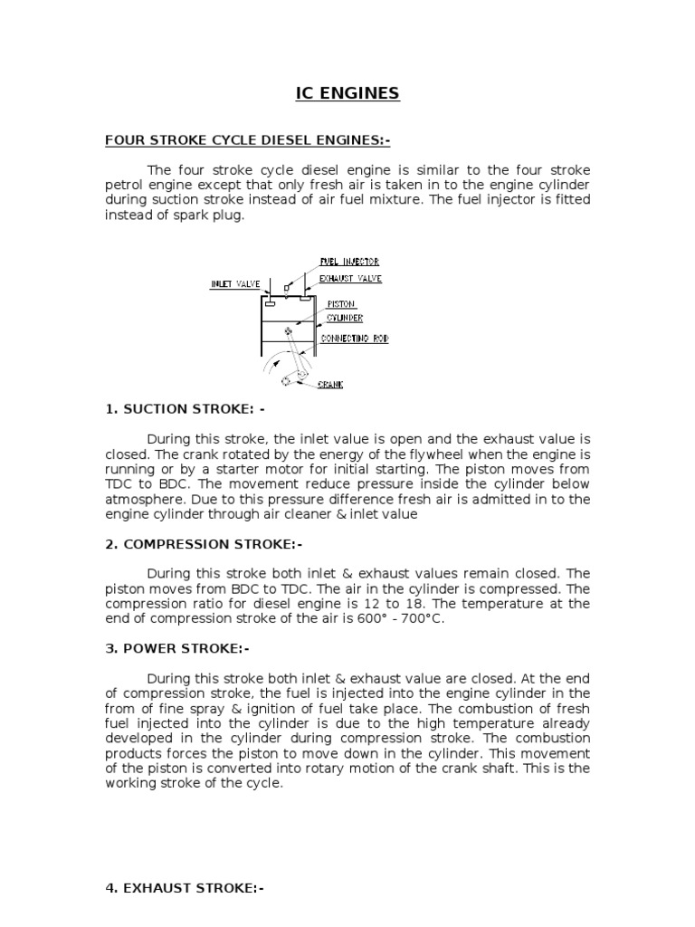 Ic Engines: Four Stroke Cycle Diesel Engines | PDF | Internal ...
