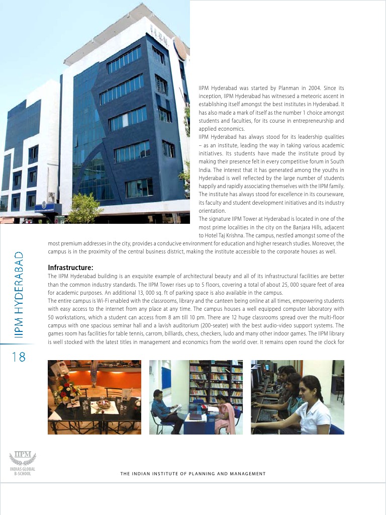 Infrastructure:: The Indian Institute of Planning and Management | PDF ...