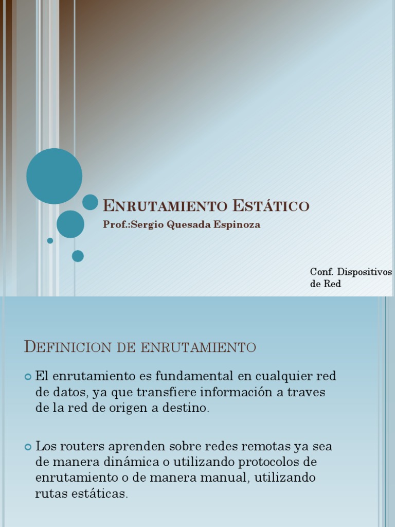 Enrutamiento Estatico PDF | PDF | Enrutador (Computación) | Protocolos de internet