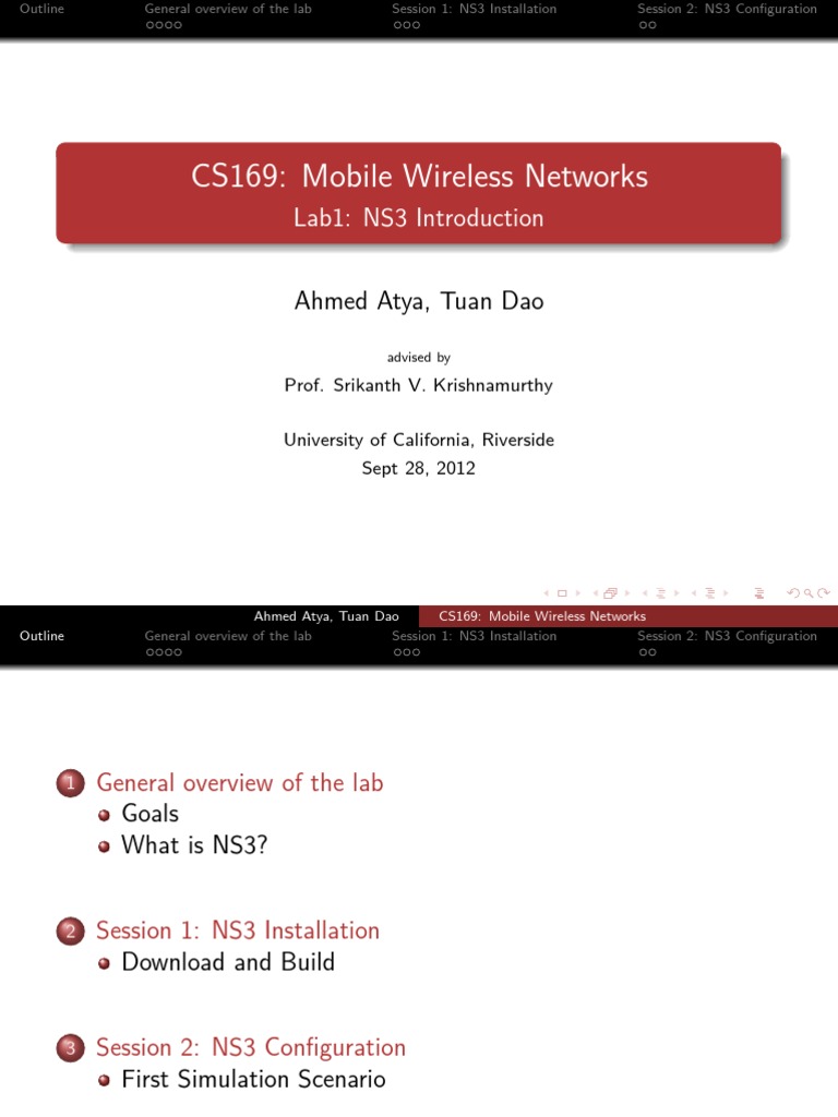CS169: Mobile Wireless Networks: Lab1: NS3 Introduction | PDF | Computer Network | Network Protocols