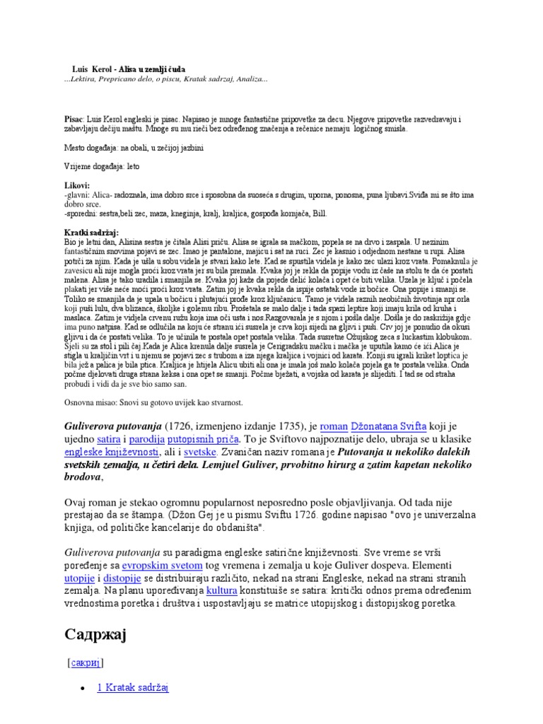 Alisa U Zemlji Cuda | PDF